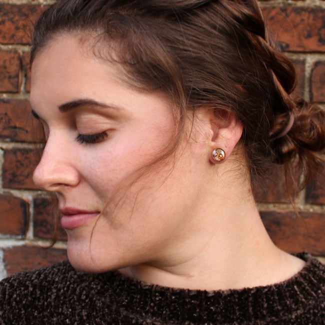10mm Copper Mother of Pearl Studs | AVA Goldworks