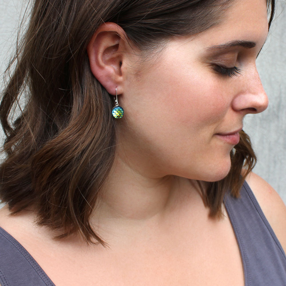 10mm Navy Mermaid Earrings | AVA Goldworks