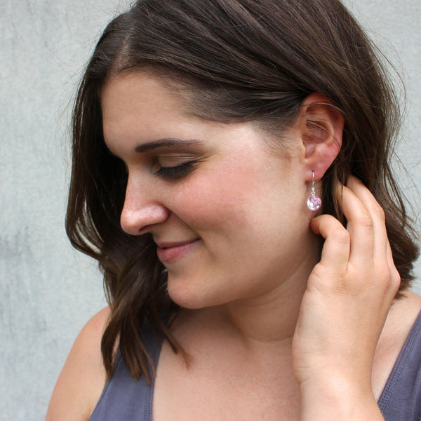 10mm Pink Mother of Pearl Earrings | AVA Goldworks