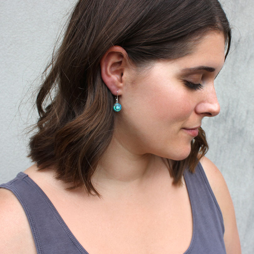 10mm Sky Abalone Earrings | AVA Goldworks