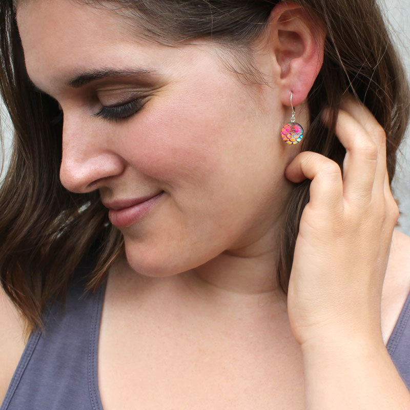 12mm Pink Mermaid Earrings | AVA Goldworks