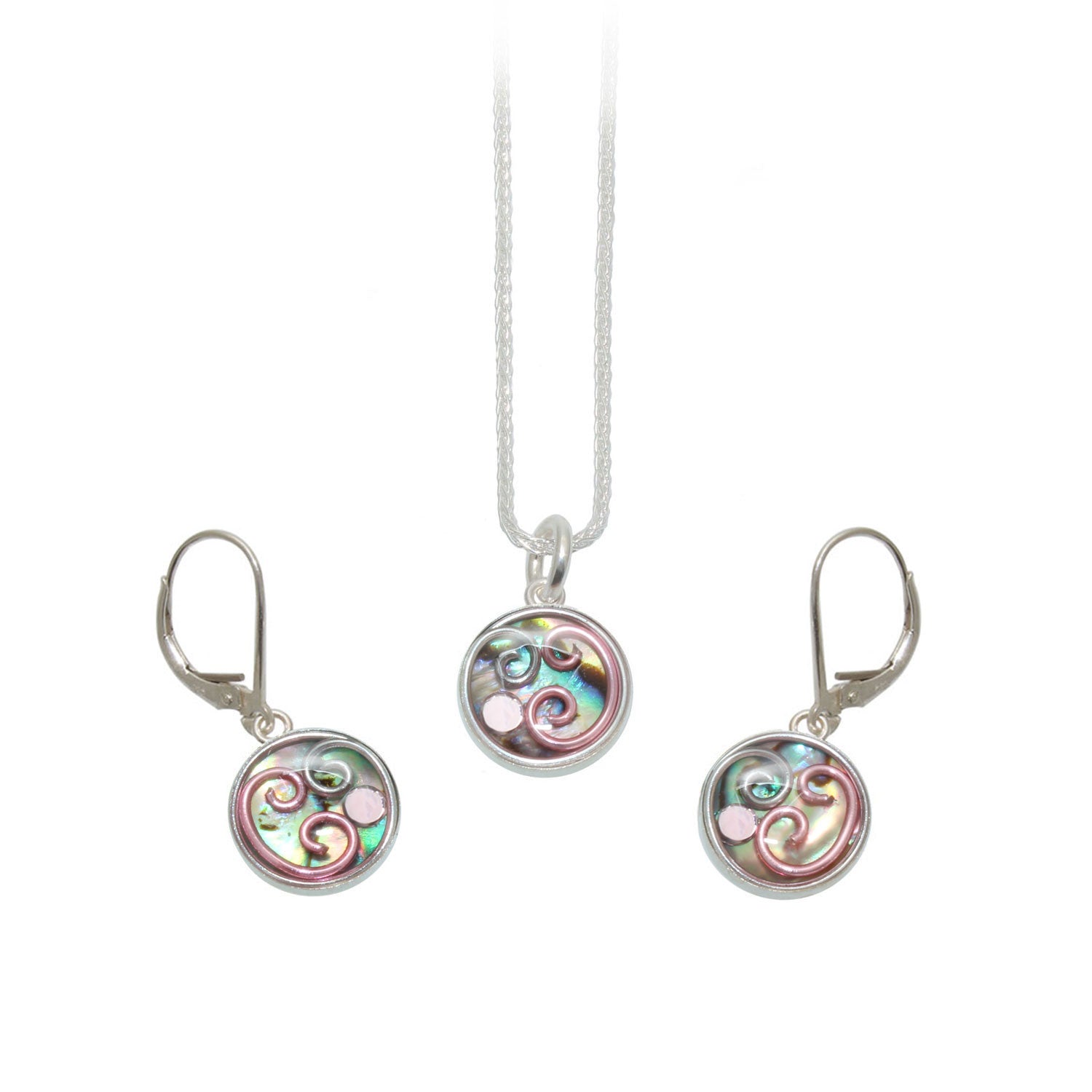 12mm Pink & Silver Abalone Set | AVA Goldworks