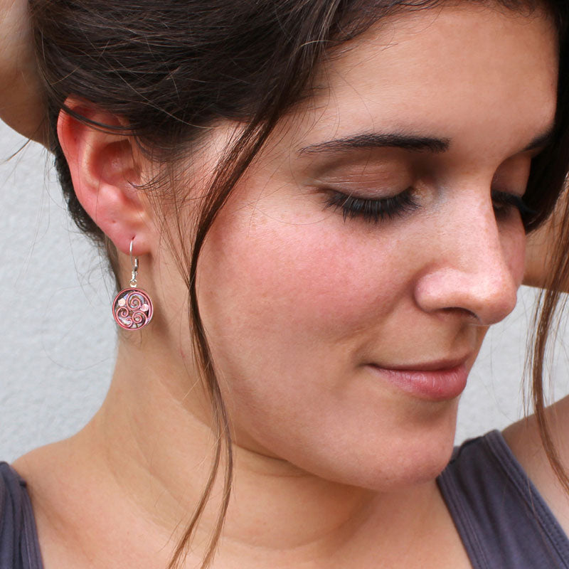 15mm Pink Abalone Earrings | AVA Goldworks