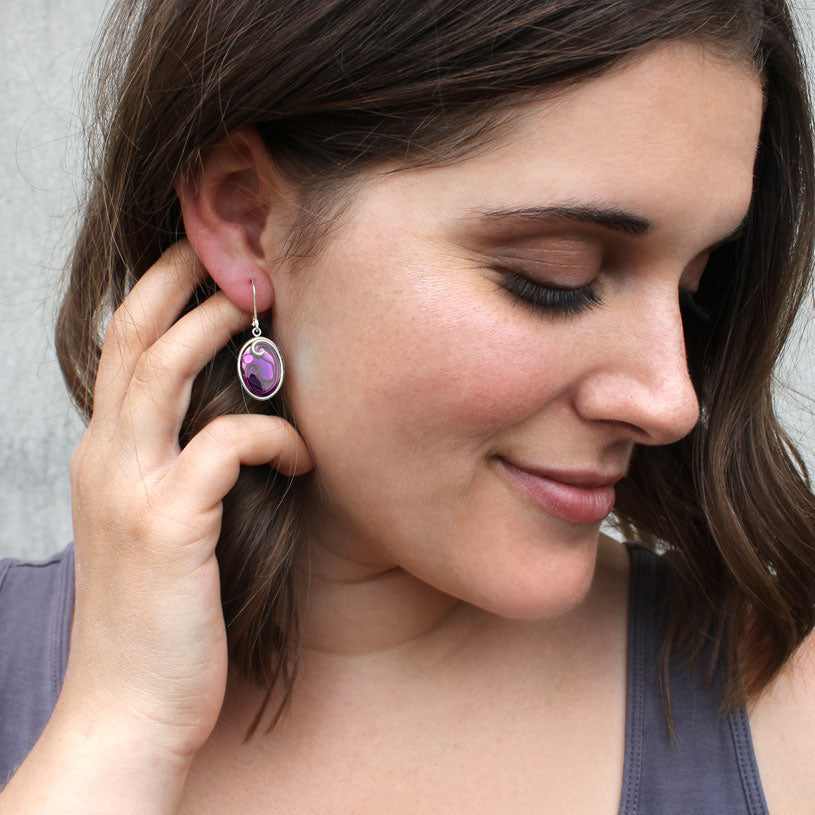 18x13mm Purple Abalone Earrings | AVA Goldworks