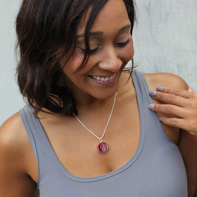 20mm Round Red Python Pendant | AVA Goldworks