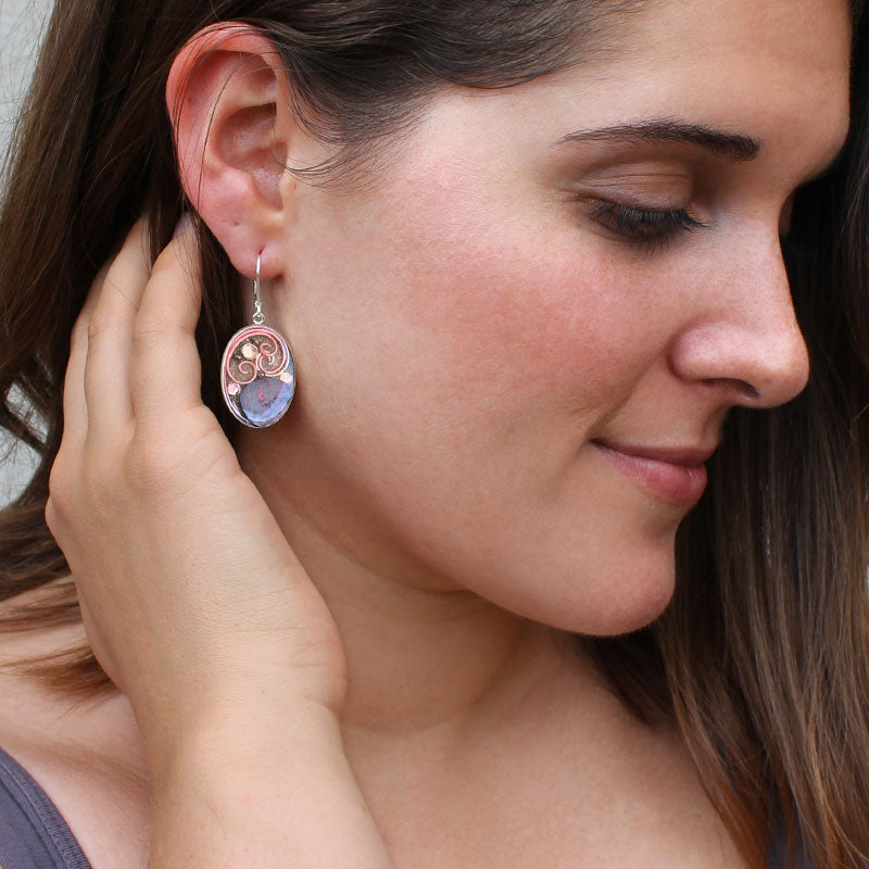 25x18mm Pink Opal Earrings | AVA Goldworks