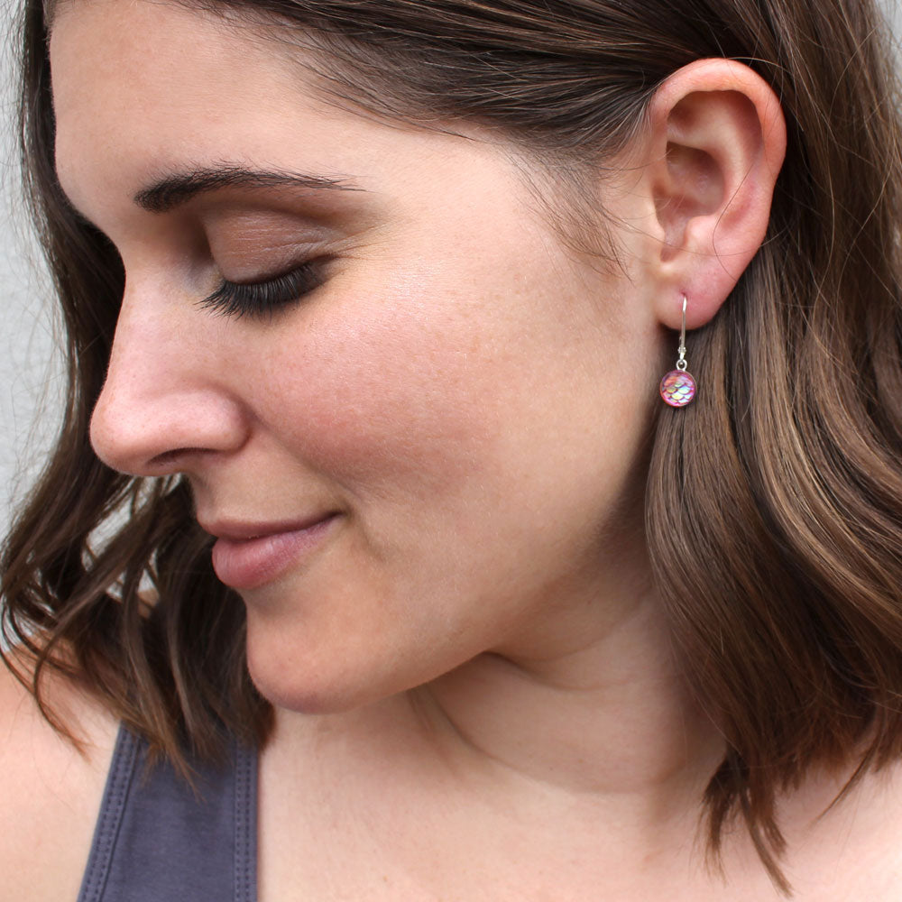 8mm Pink Mermaid Earrings | AVA Goldworks