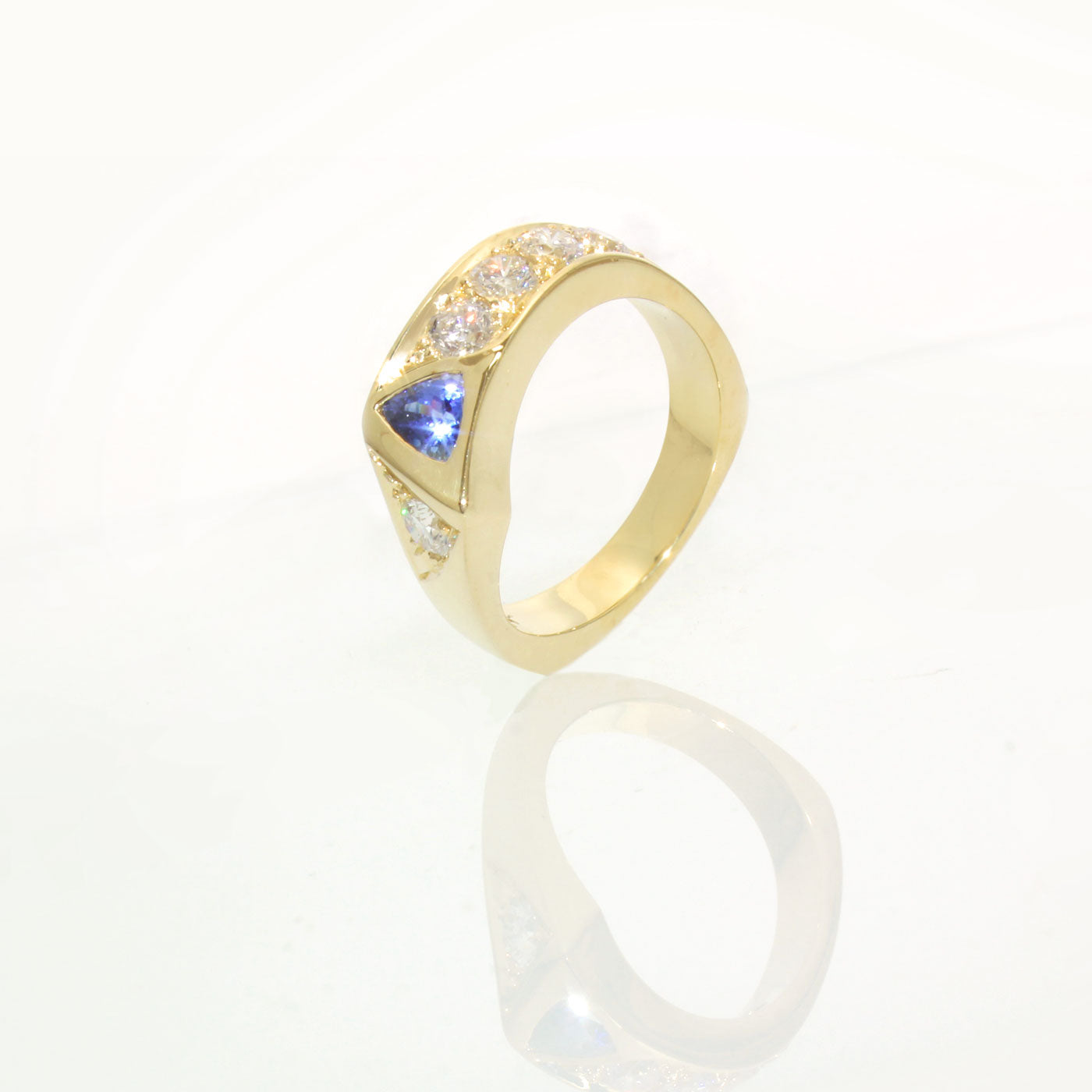 Size 7 - Blue Sapphire & Diamond Ring | AVA Goldworks