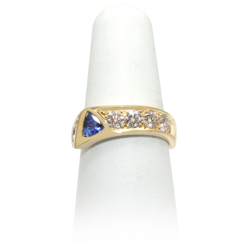Size 7 - Blue Sapphire & Diamond Ring | AVA Goldworks