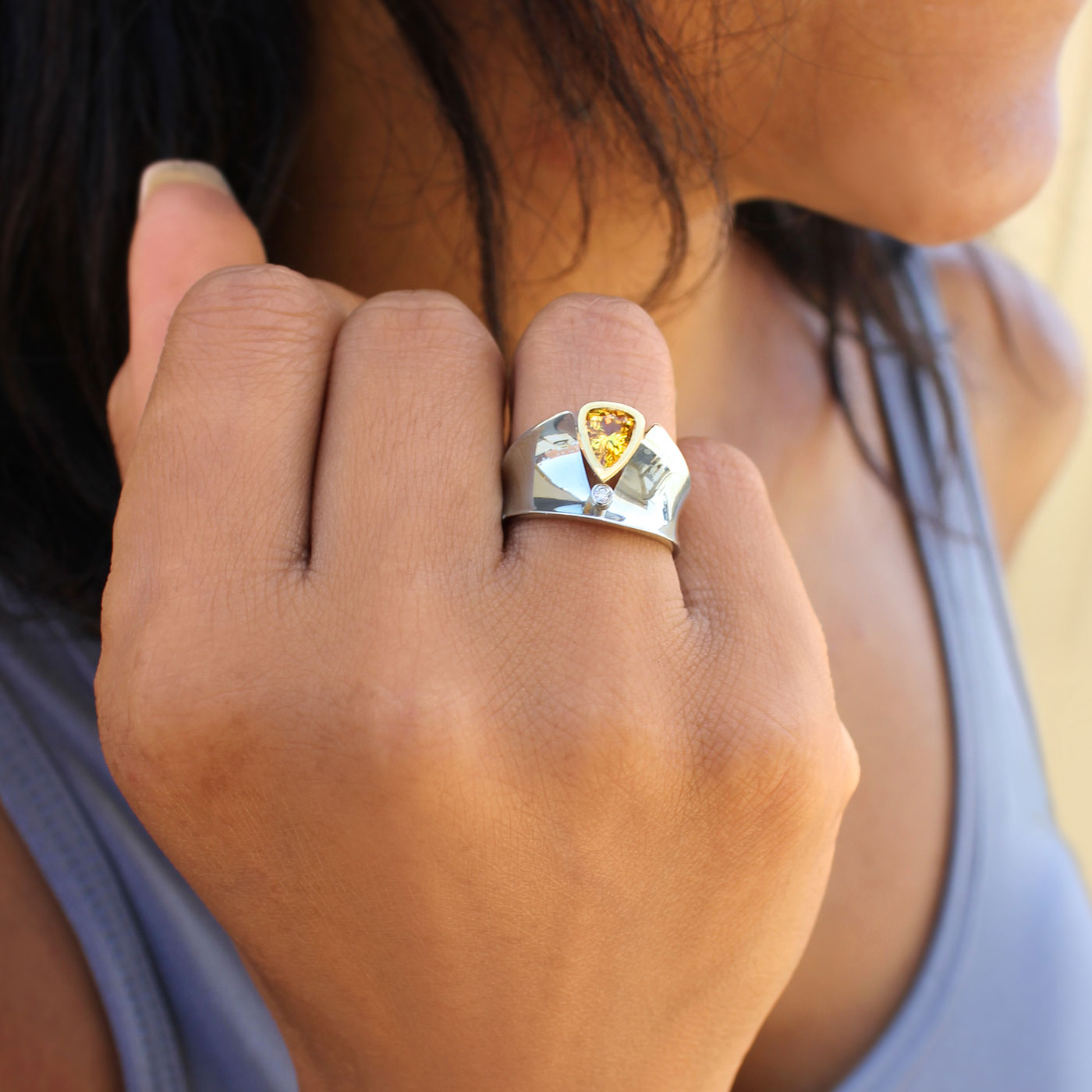 Size 7 - Yellow Sapphire & Diamond Ring | AVA Goldworks